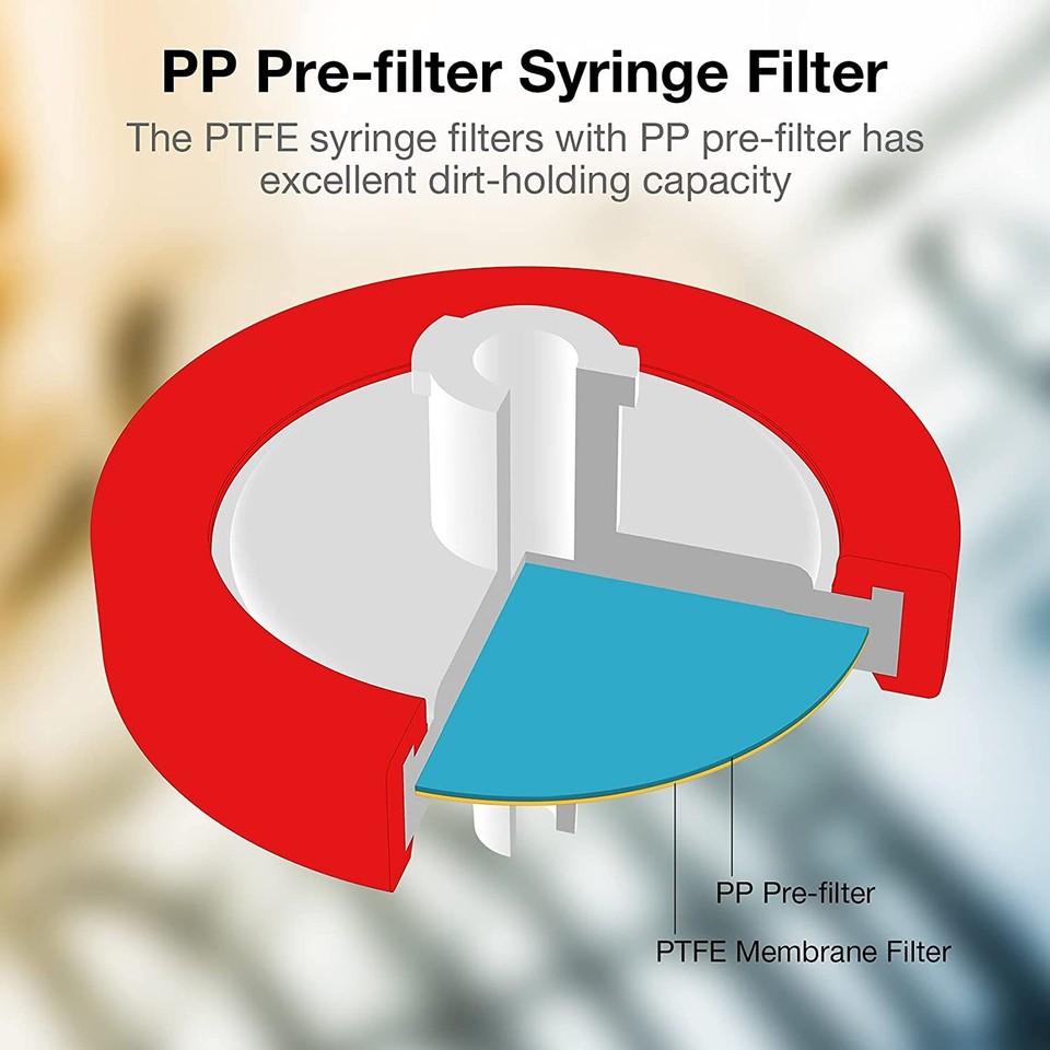 1000pcs Lab PTFE Membrane Syringe Filter 13mm Diameter 0.45μm PP ...