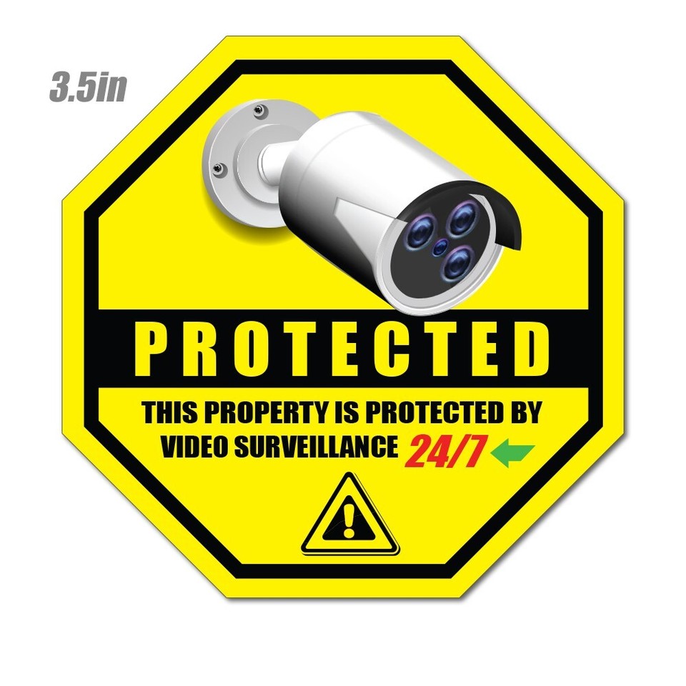 4x Security Camera Surveillance Sticker CCTV System Video Protected ...