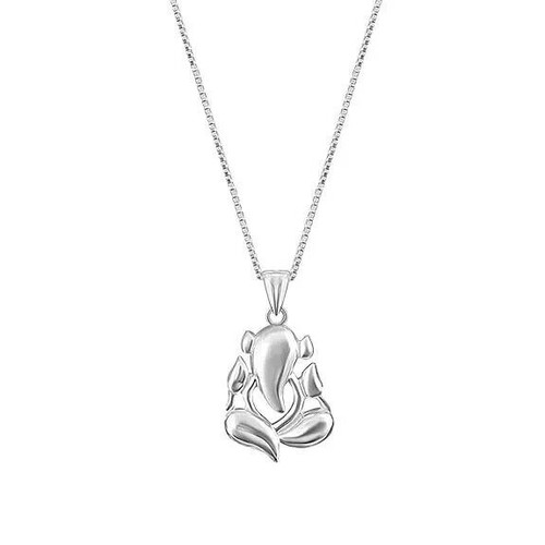 Ganeshji Om Swastik Cross Silver Necklaces Chain Pendants (18 inches ...