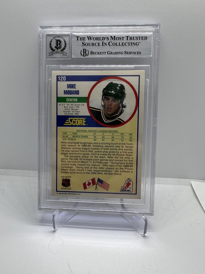 1990 Score Mike Modano Signed Autograph Rookie Card Beckett BAS Auto ...