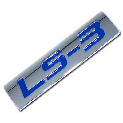 CHROME/BLUE METAL LS-3 ENGINE RACE MOTOR SWAP EMBLEM BADGE FOR TRUNK ...