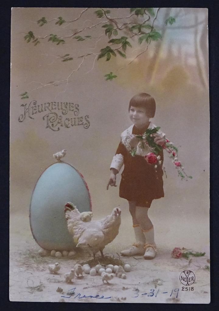 1919 Heureuses Paques French Happy Easter Real Photo Post Card 1-79 | eBay