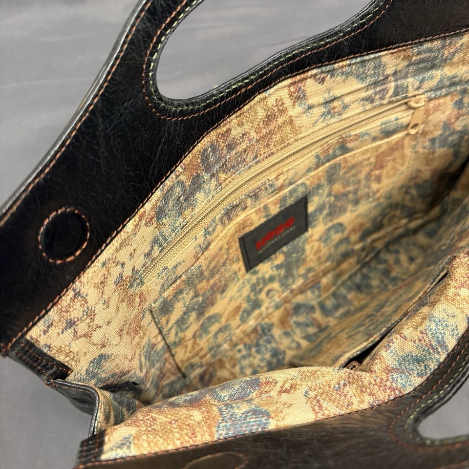 Hobo International Leather Clutch Black Fold Over Studded Magnetic ...