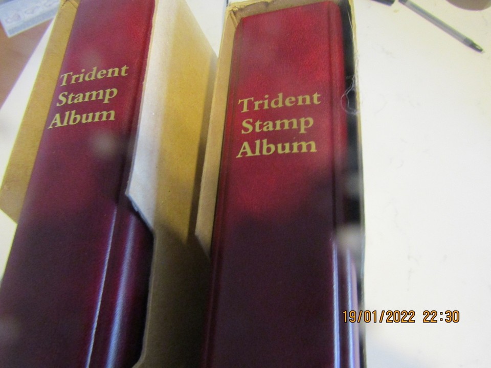 B) TRIDENT 2PIN BARRINGTON STAMP ALBUMS X 2 (EMPTY NEW EACH 90 PAGES ...