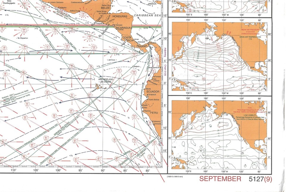 5127(9) Routeing Chart North Pacific Ocean September Chart Map Paper ...