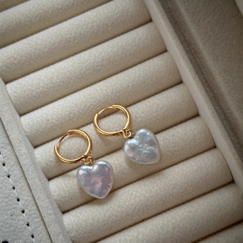 Natural Heart Baroque Pearl Earrings, Gold Plated Handmade Jewelry Gift ...