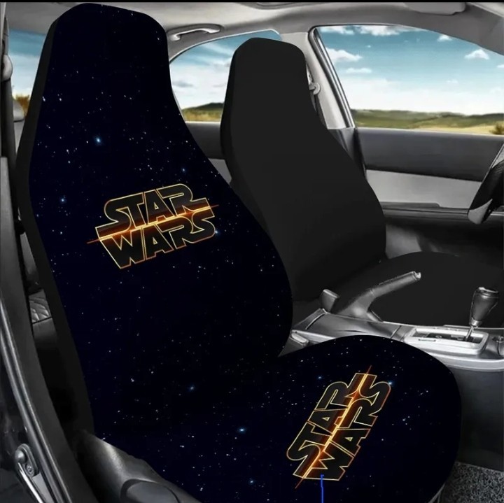 2pc Star Wars Logo Printed Front Car Seat Covers Universal Elastic Fit ...