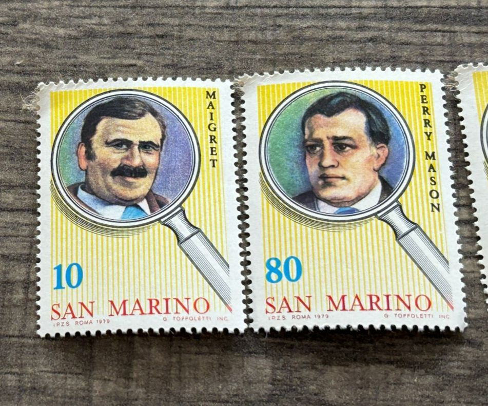 5-San Marino Stamps Maigret,Perry Mason,Nero Wolfe,Ellery Queen ...