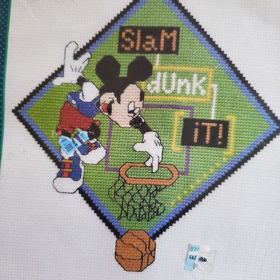 Disney Cross Stitch Kit Mickey Mouse Slam Dunk It Basketball NEW | eBay