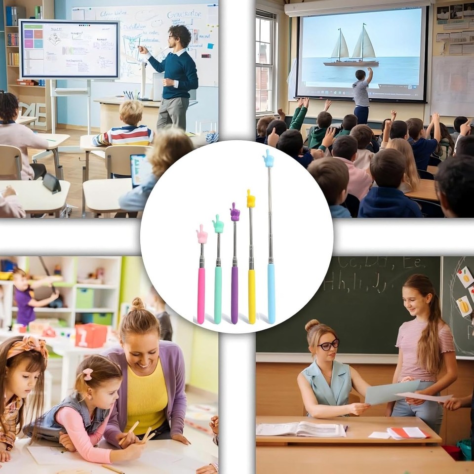 6Pcs Teacher Pointer Stick, Telescopic Pointer Finger Extendable Hand ...