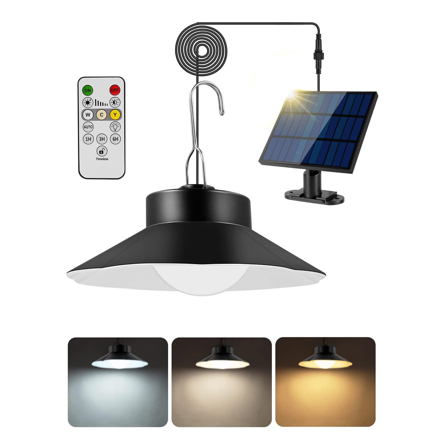 CLAONER Solar Pendant Lights Outdoor Indoor Dusk to Dawn Solar Powered ...