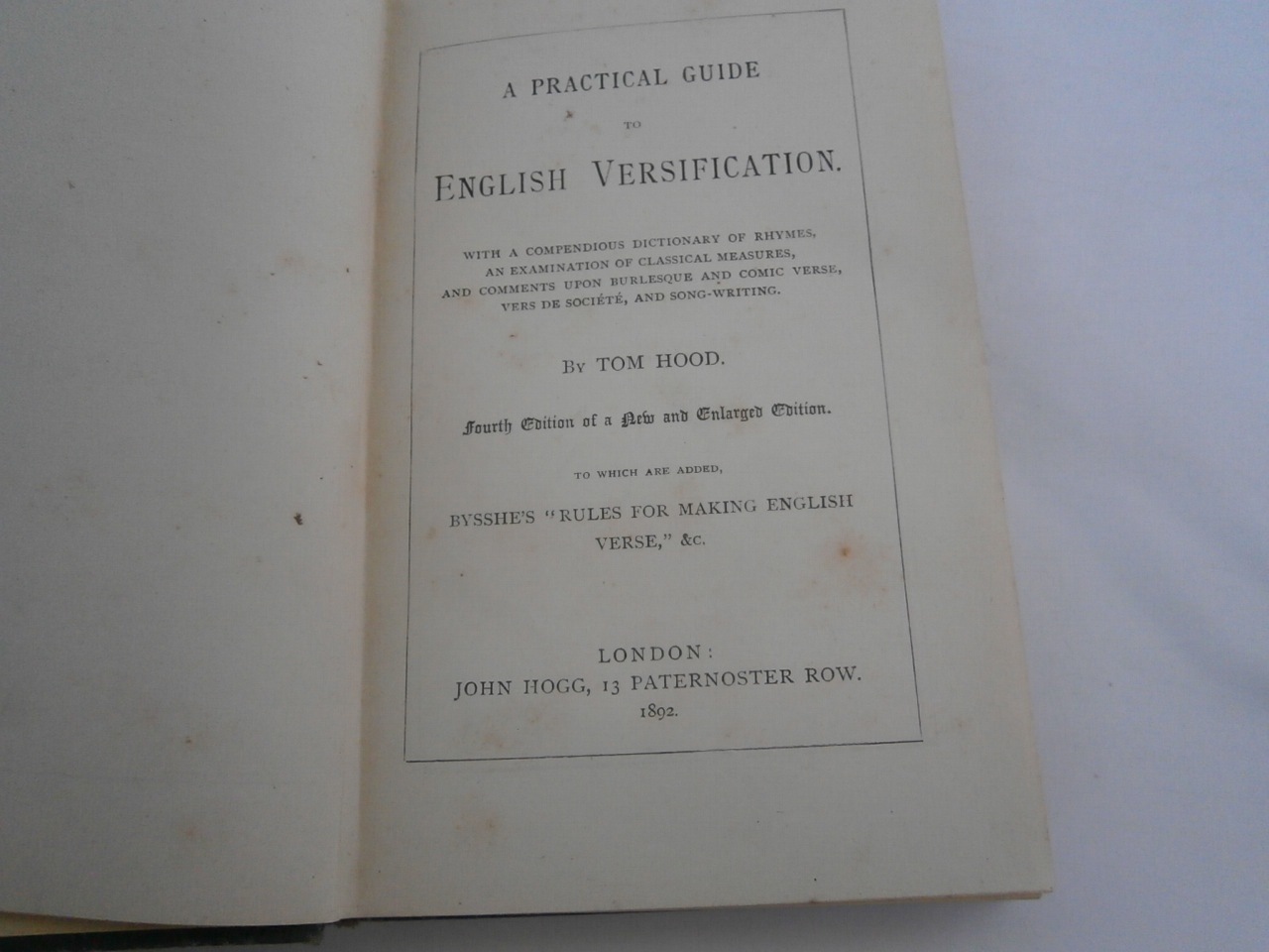 A practical guide to English versification - Tom Hood 1892 - RARE | eBay