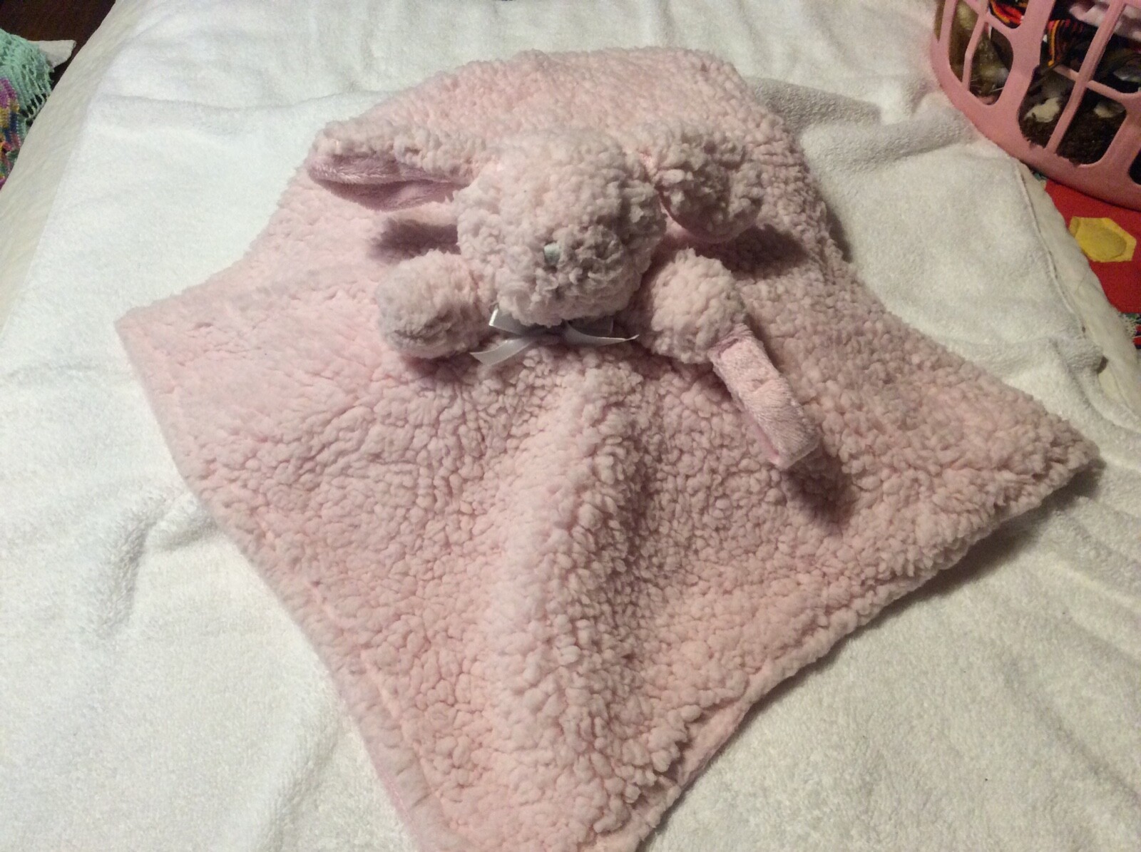 Blankets & Beyond Pink Bunny Rabbit Lovey Paci Holder Blankie Nunu ...