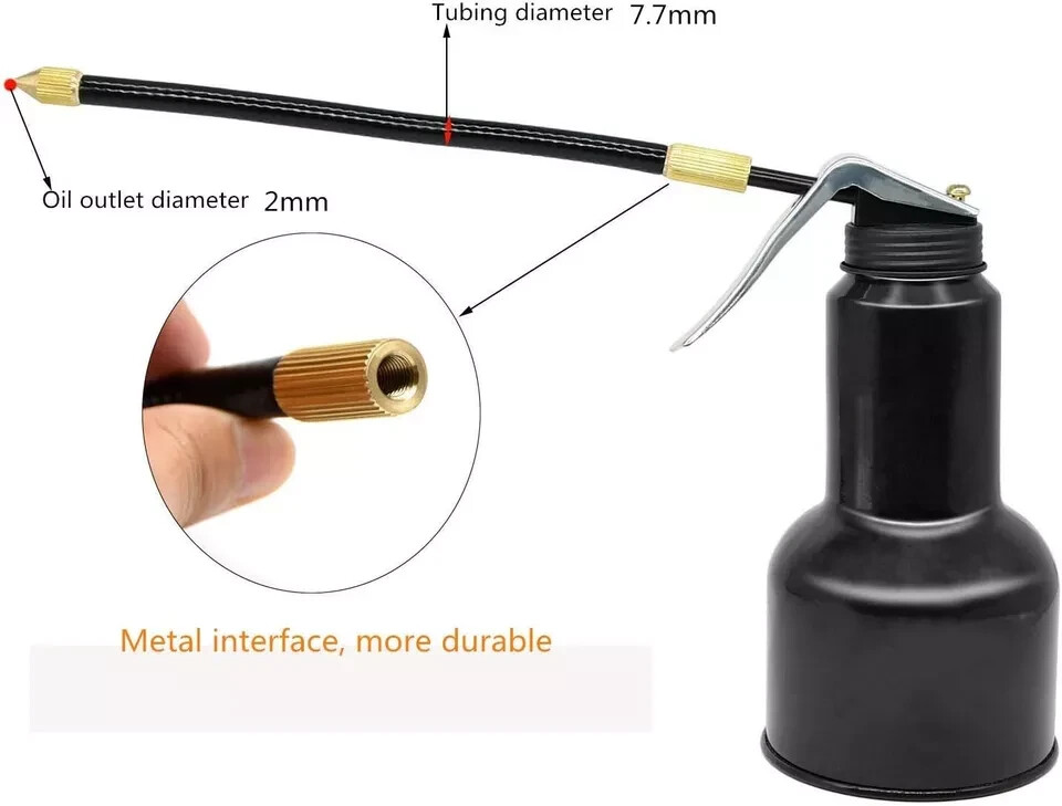 Metal Oil Can, Oil Pump Can with Spout Flexible, Hand Pump Oiler Can ...