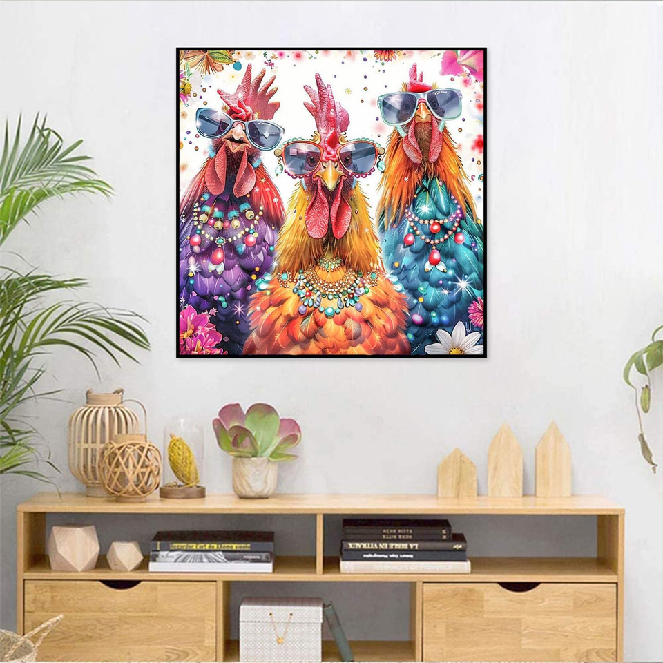Chicken Diamond Art Kit-5D Diamond Painting for Adults Rooster,Animal ...
