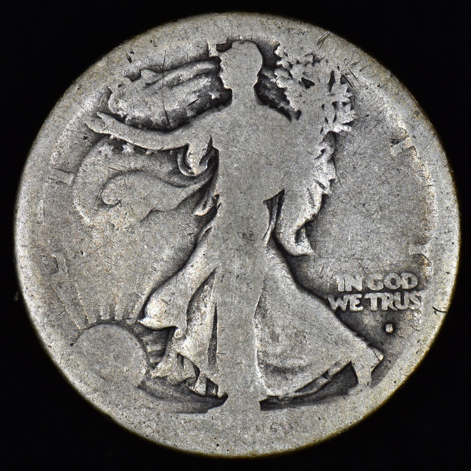 1916-S WALKING LIBERTY HALF DOLLAR AG ABOUT GOOD 50C SILVER COIN B ...