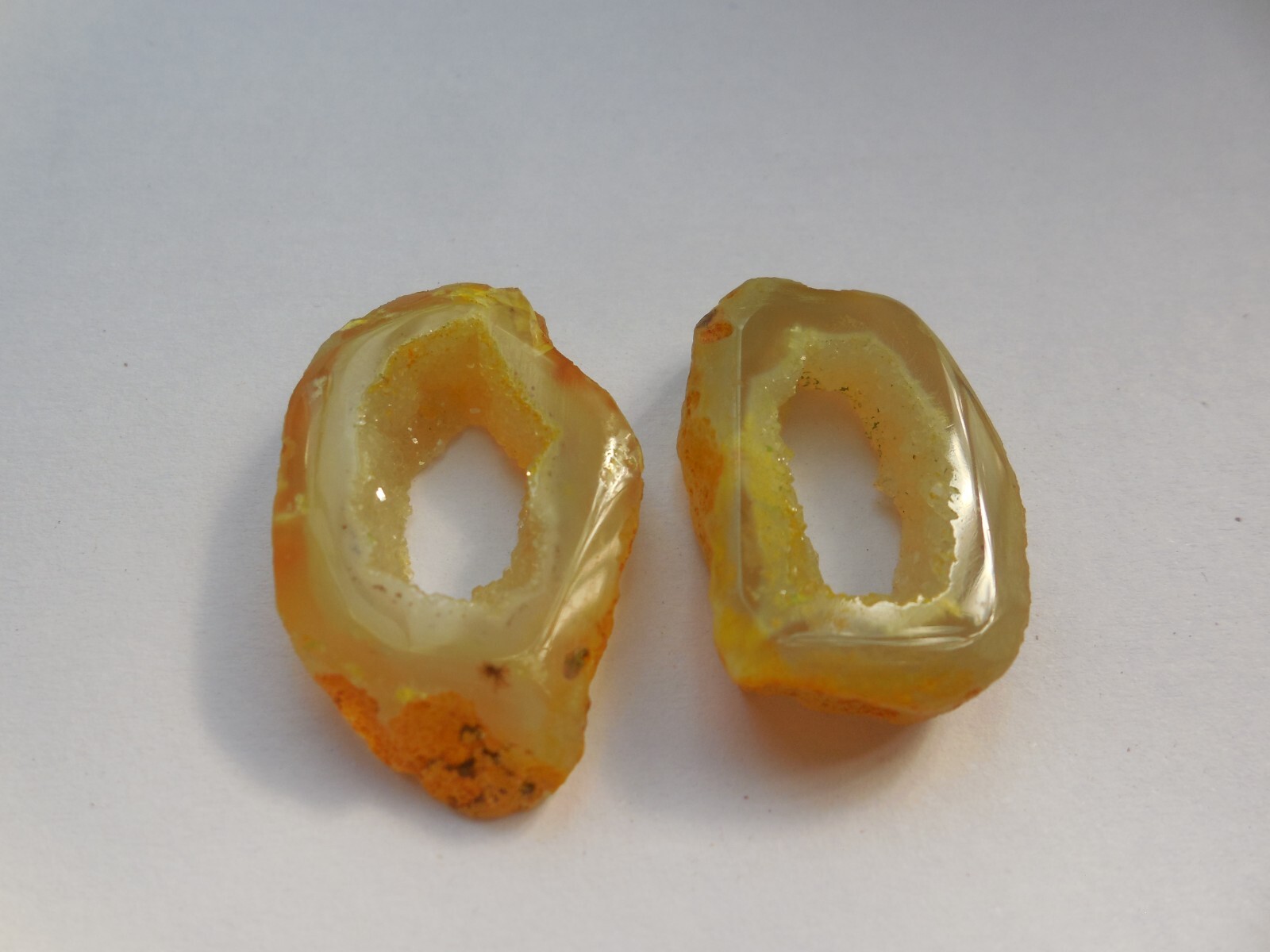 2 Ps Druzy Agate Slice Pair Yellow Loose Quartz Geode Natural Elongated ...