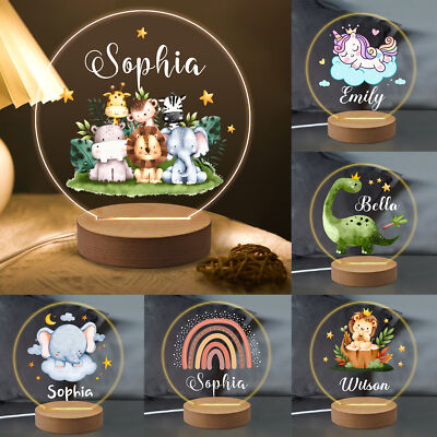 Personalised Kid's LED Night Light Table Lamp for Children's Room ...