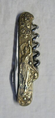ANTIQUE POCKET KNIFE WITH CORKSCREW 2 BLADES JACOBY & WESTER ORNATE ...