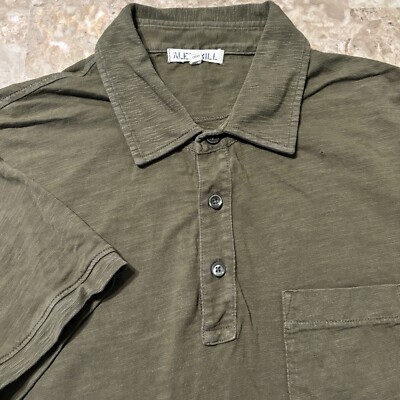 Alex Mill Polo Shirt Mens Large Green Short Sleeve Slub Knit Preppy ...