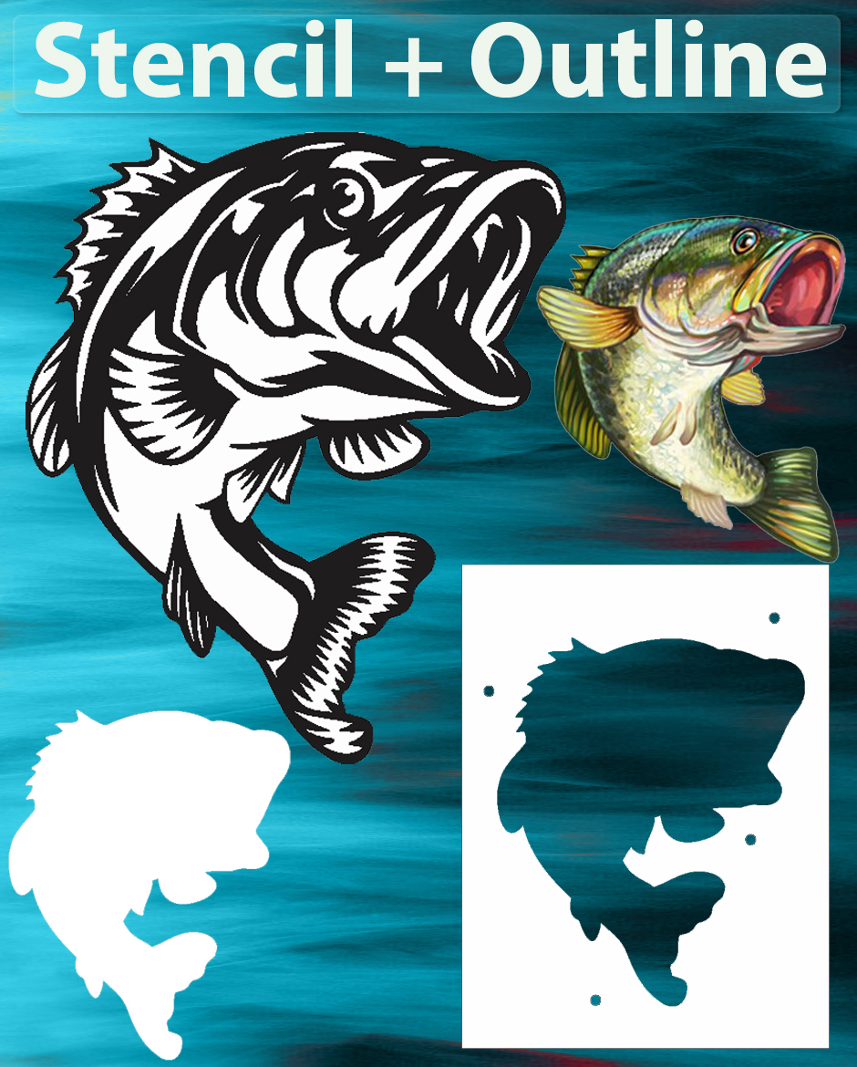 Bass Fish Stencil