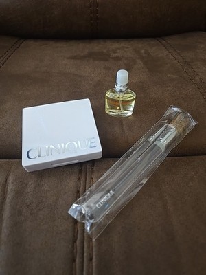 Clinique Lot: Powder Brush Set, Clinique Happy Mini, Face Palette | eBay