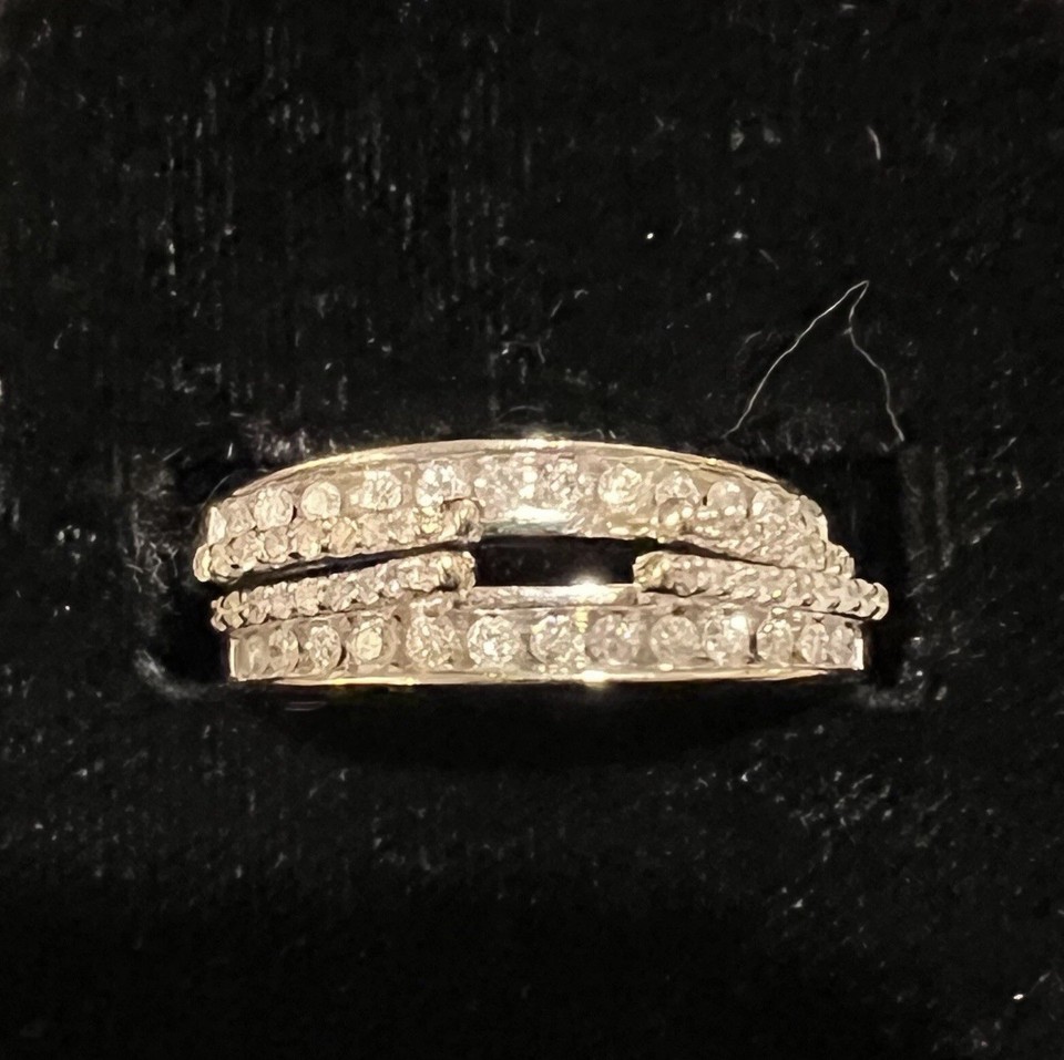 1/2CT Diamond Solitaire Enhancer Guard Wrap Insert Ring Band 14K White ...
