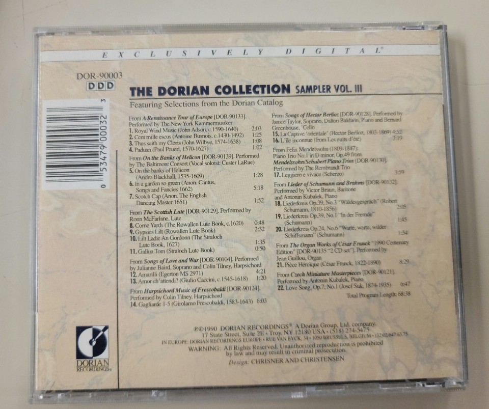 THE DORIAN COLLECTION, SAMPLER VOLUME 3 CD | eBay