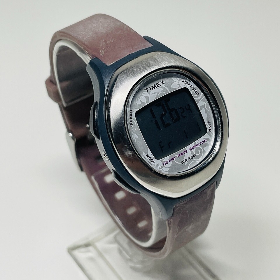 Timex Heart Rate Monitor Watch Women 36mm Silver tone Digital Day Date ...