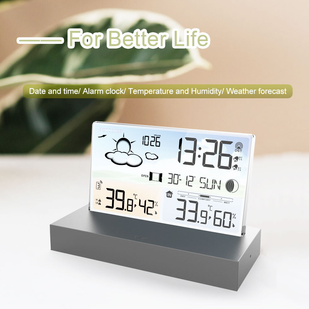 Digital LCD Indoor & Outdoor Weather Station Clock Calendar Thermometer ...