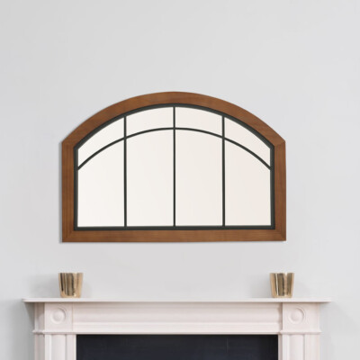 New Rustic Half Round Window Mirror Wood Frame Wall Mount Home Hallway ...