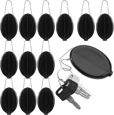 12 Pcs Rubber Coin Purse Black Oval Coin Purse Squeeze Oval Rubber Coin ...