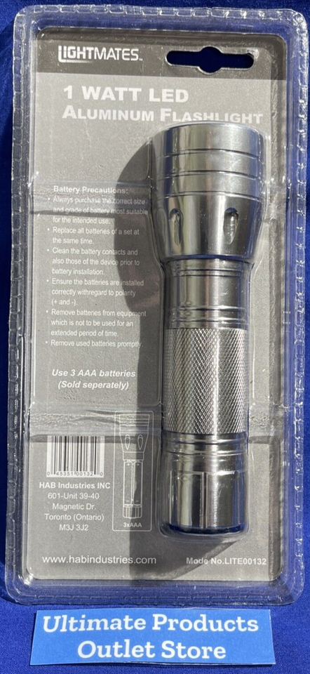 1 Watt LED Metal Aluminum Flashlight No Slip 5" Long LightMates | eBay