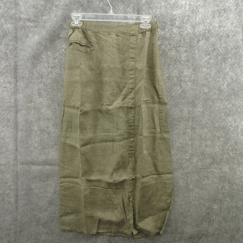 FLAX Designs Women's Straight Midi Skirt P Brown Linen Front Pocket ...