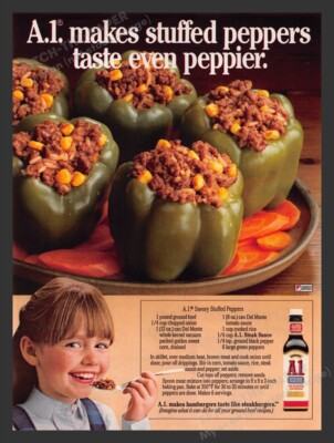 A1 1980s Print Advertisement Ad 1987 "Savory Stuffed Peppers" Recipe | eBay