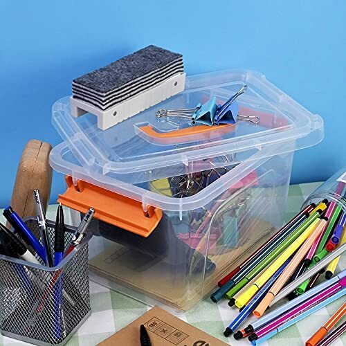 6pack 5 Liter Small Plastic Boxes Clear Storage Bin With Lid | eBay