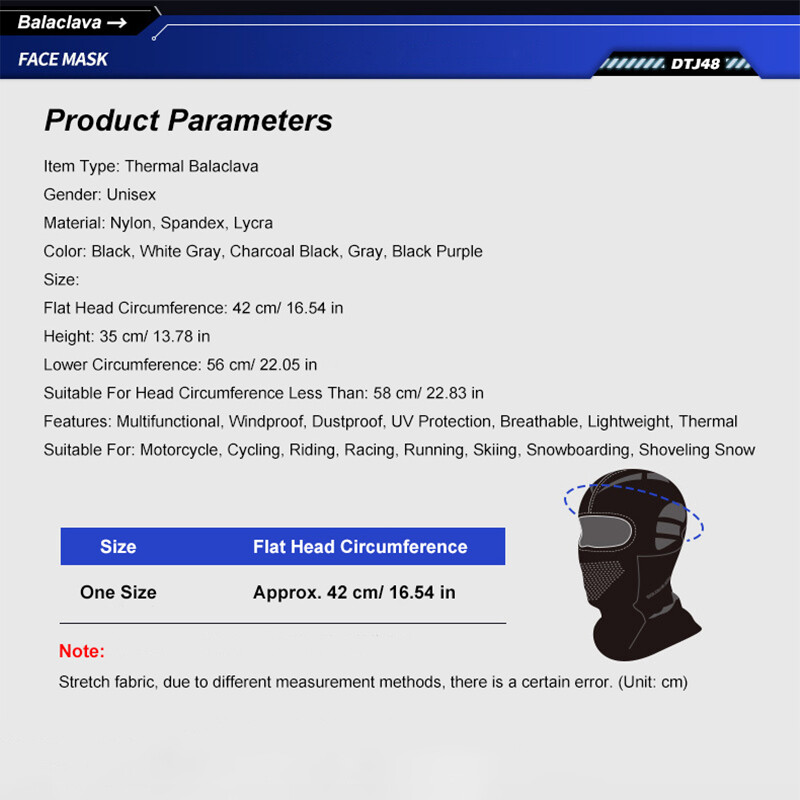 Motorcycle Balaclava Hood Windproof Thermal Face Mask Neck Tube Helmet ...