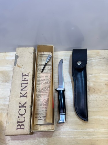 BUCK 105 PATHFINDER FIXED BLADE KNIFE INVERTED 2 LINE SHEATH, BOX ...