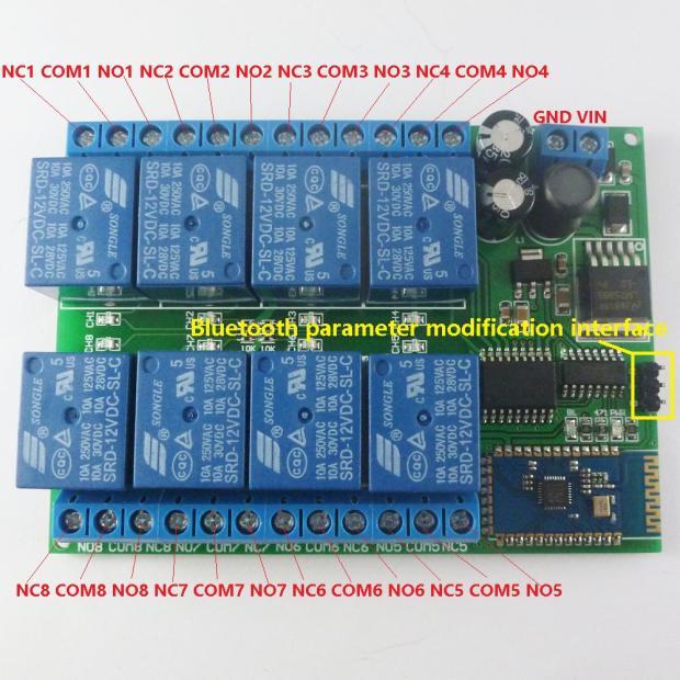 8 channel 12V Bluetooth Relay Android Mobile Remote control Switch ...