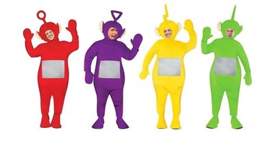 Adult 90s Tubby Costume Deluxe TV Tele Television Tubbies Fancy Dress ...