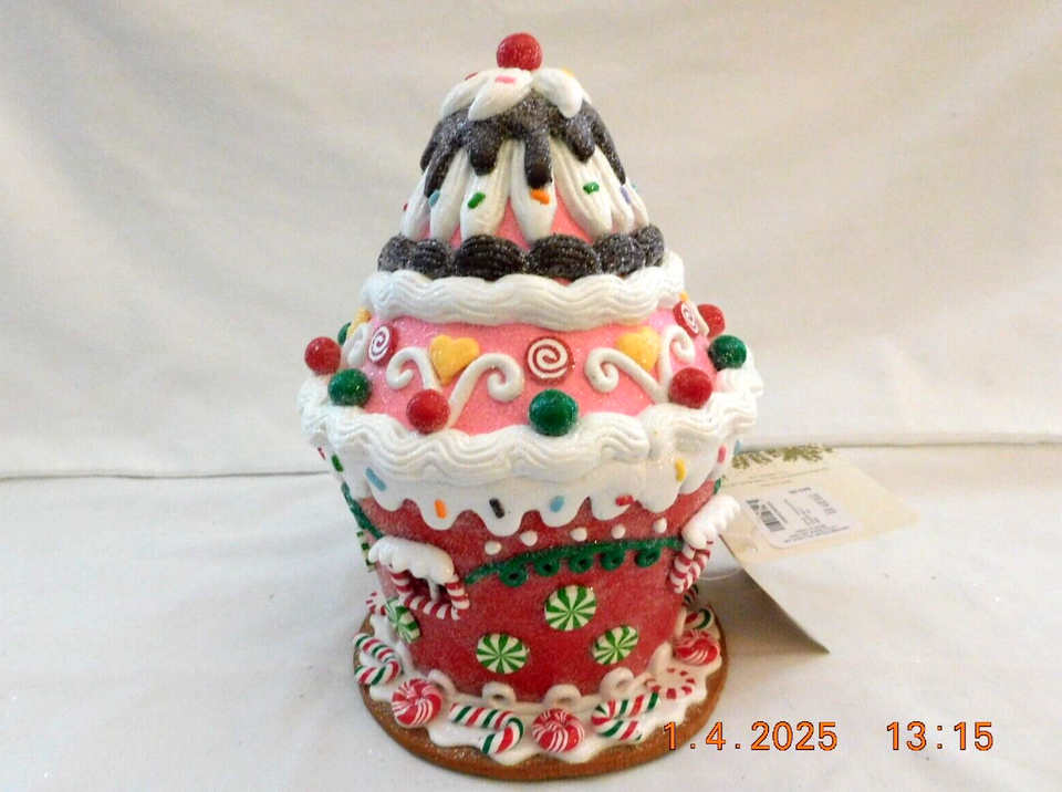 New 2024 Trimsetter Gingerbread Cupcake House LED Lighted 8 1/2"x6"x6 ...