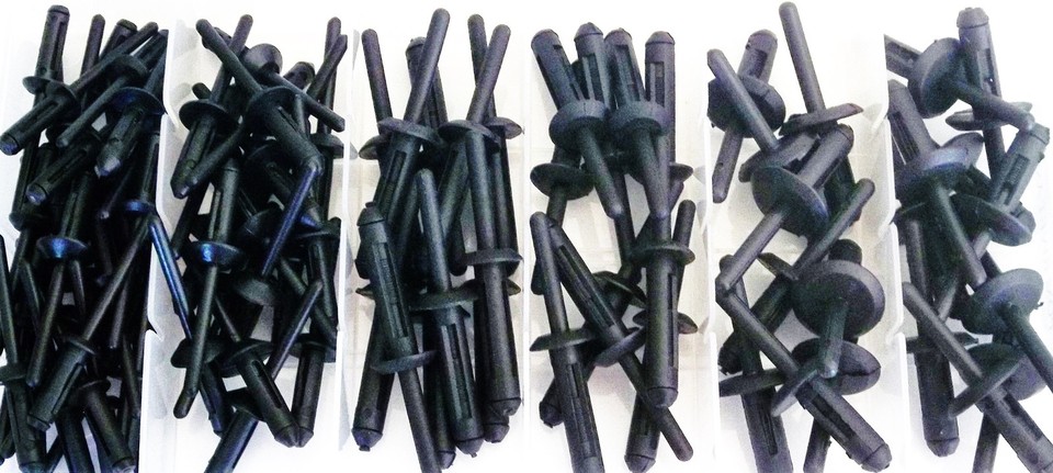 90pc GOLIATH INDUSTRIAL POM RIVET ASSORTMENT POLYOXYMETHYLENE POP ...