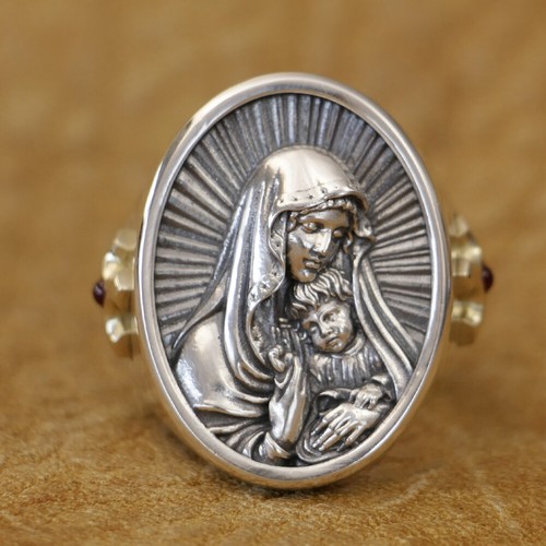 925 Sterling Silver Virgin Mary Angel Ring Religious Jewelry TA510A US ...