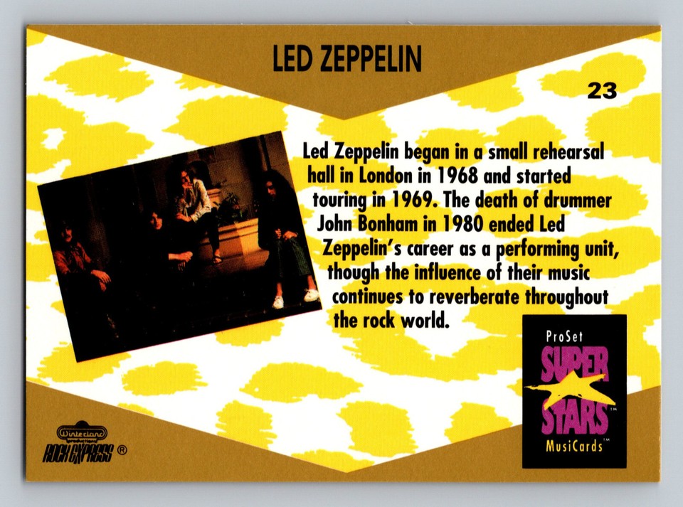 1991 Proset Superstars MusiCards Legends #23 Led Zeppelin Trading Card ...