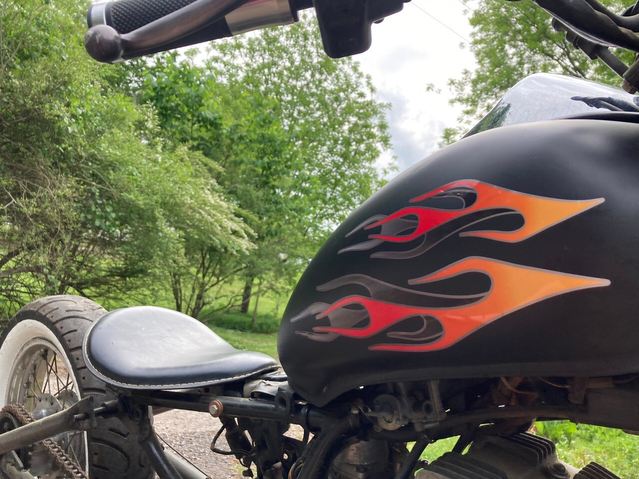 Motorcycle flame decals - 7pc set - Tangerine/Cherry/Smoke for Harley ...