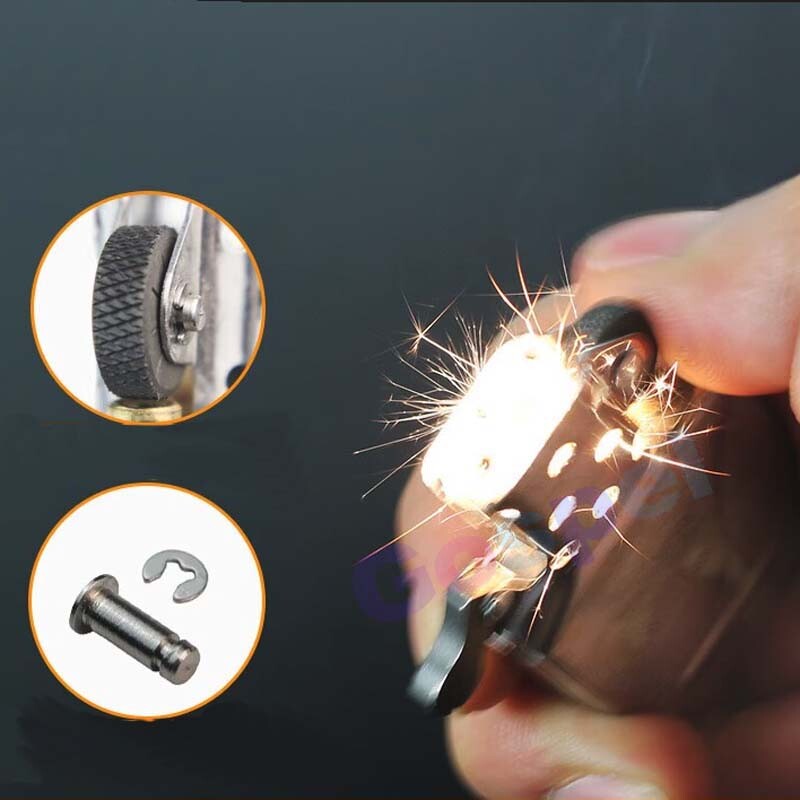 1 Set Lighter Repair Part flint screw spring + base flint wheel with ...