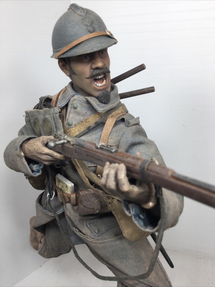 1/6 CUSTOM FRENCH WW1 FRONT LINE CHARGING INFANTRYMAN 1917 BERTHIER ...