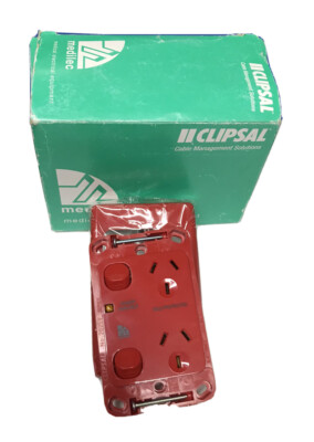 Clipsal Medilec ML2025V RED Twin Switched Socket Outlet 250V 10A ...