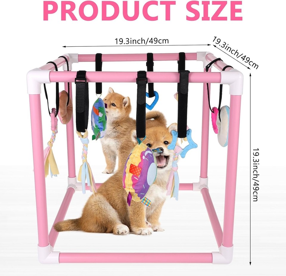 Puppy Play Gym with 10 Hanging Toys for Small Dogs Indoor Jungle ...