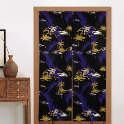 Baltimore Ravens 2-piece Door Curtain 34x56in Hawaii Print Blackout ...